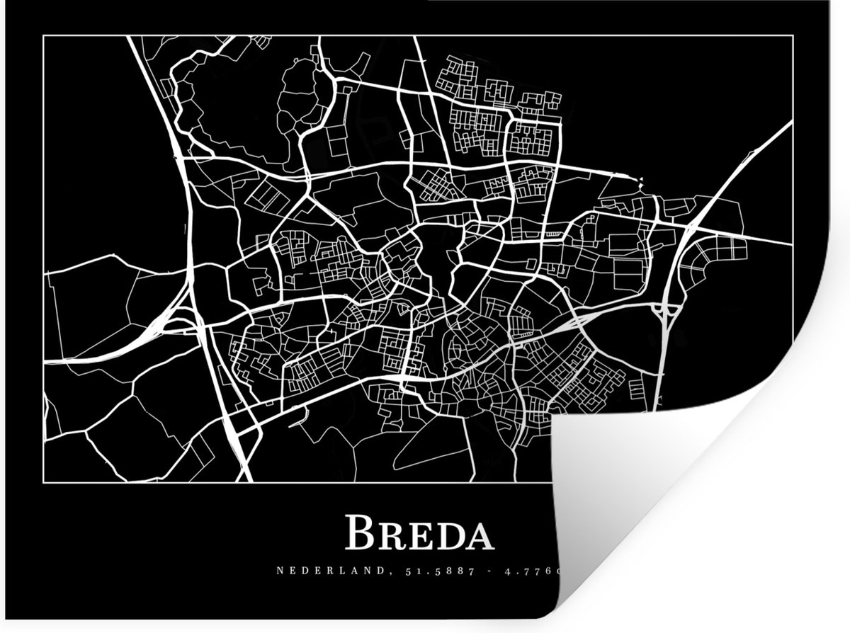 Muurstickers - Sticker Folie - Stadskaart - Plattegrond - Breda - Kaart ...