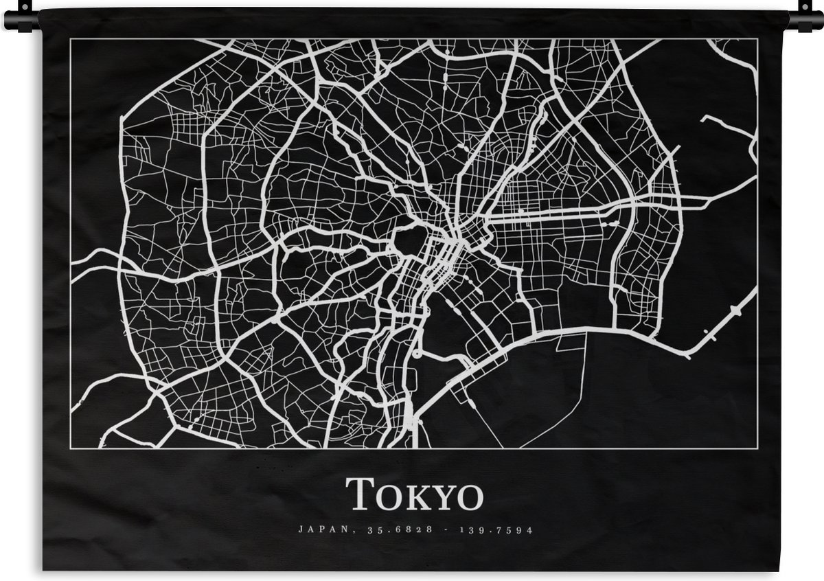 Wandkleed - Wanddoek - Kaart - Tokio - Stadskaart - Plattegrond - Tokyo ...