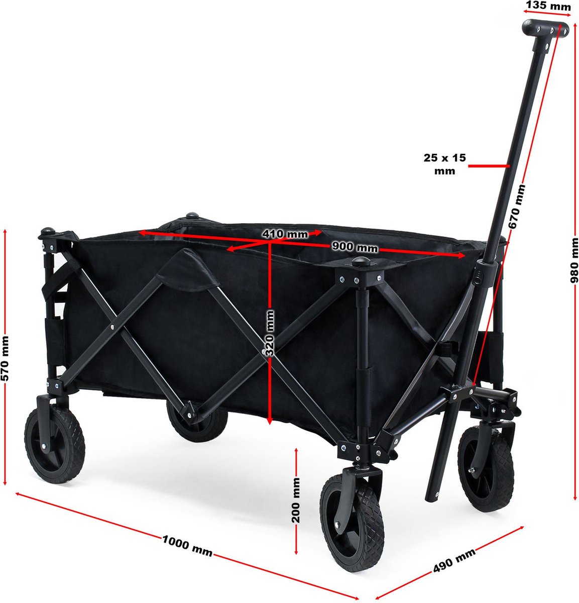 Wildanger opvouwbare handkar met beschermhoes, bolderwagen ...