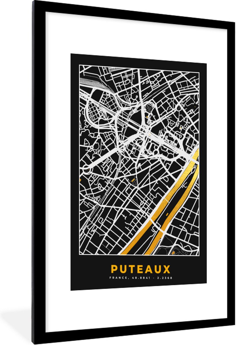 Cadre photo avec affiche - Carte - Plan de la ville - Plan - Puteaux ...