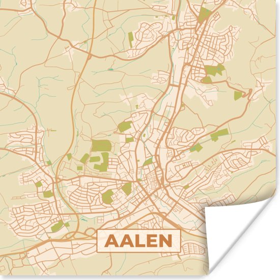 Poster Plattegrond - Aalen - Stadskaart - Vintage - Kaart - 50x50 cm ...