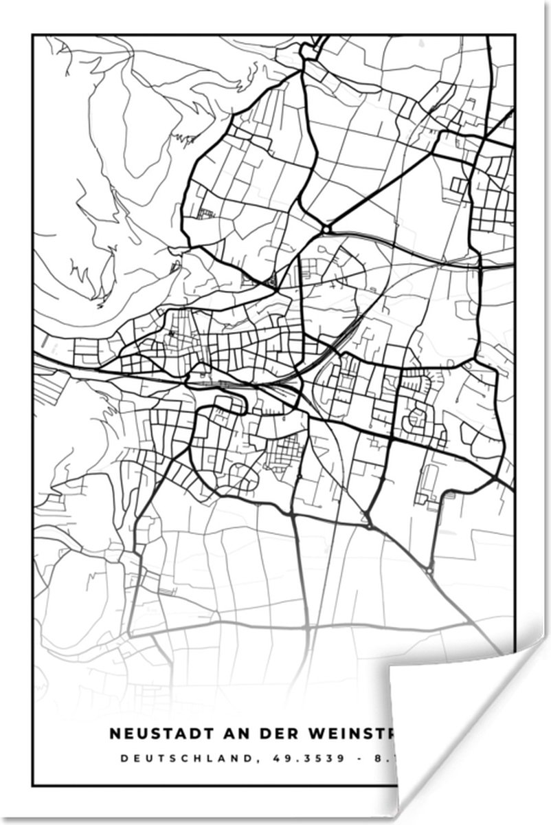 Poster Neustadt an der Weinstraße - Stadskaart - Plattegrond - Kaart ...