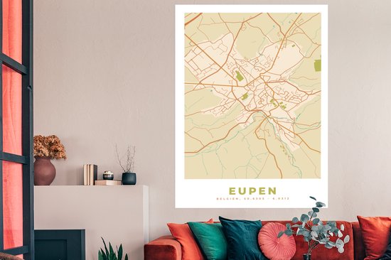 Poster Stadskaart - Plattegrond - Kaart - België - Eupen - 120x180 cm ...