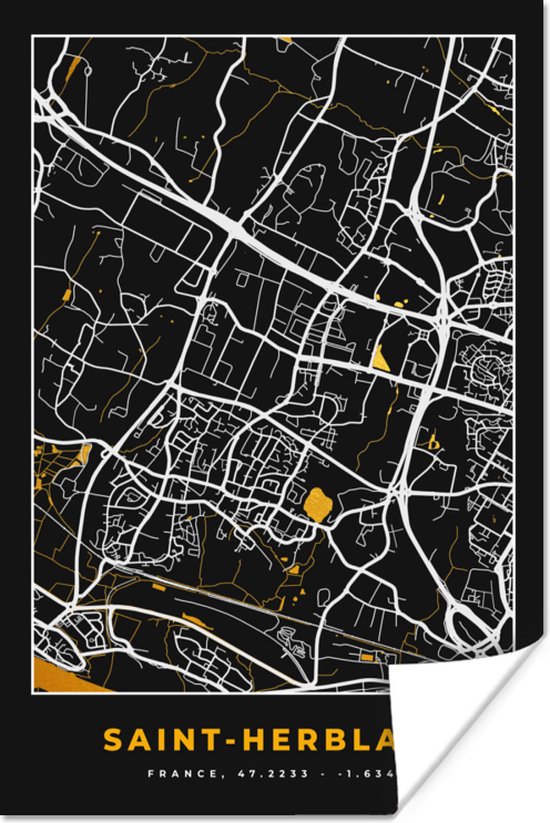 Affiche Saint-Herblain - Carte - France - Carte - Plan de ville - 20x30 ...