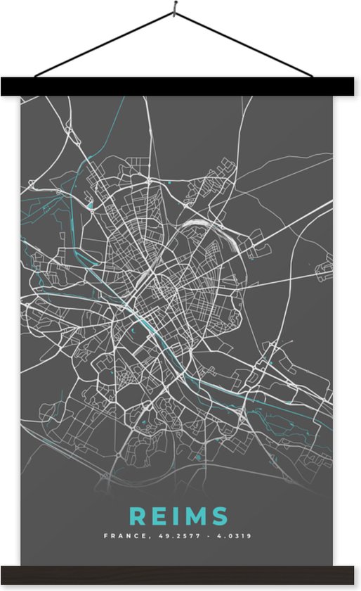 Posterhanger incl. Poster - Schoolplaat - Frankrijk - Kaart ...