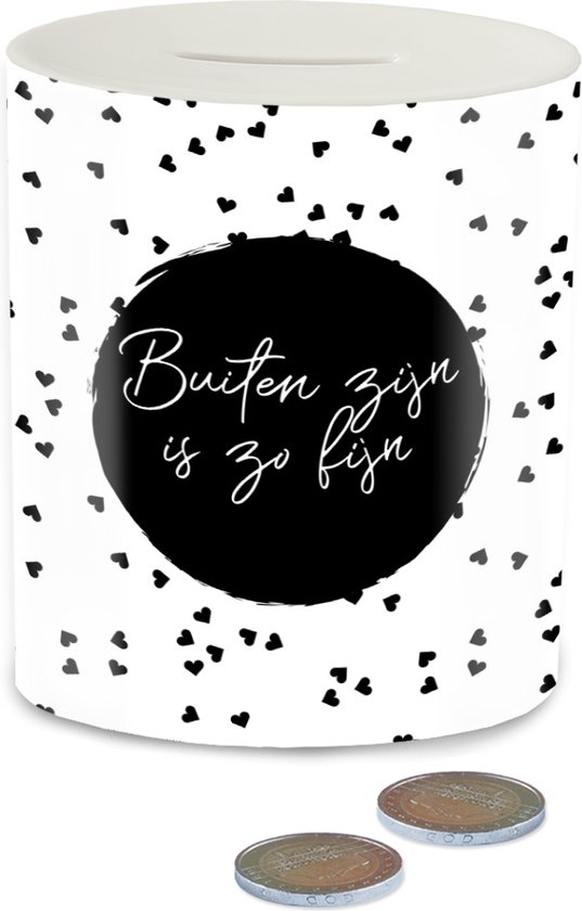 Spaarpot - Spaarblik - Buiten zijn is zo fijn - Tekst - Tuin - Quotes ...