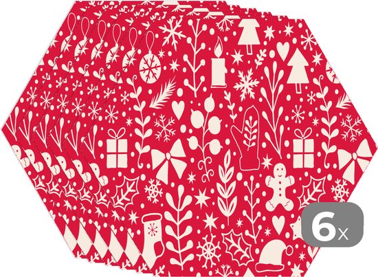Placemats hexagon - Onderleggers placemats - Placemat zeshoek - Patronen - Kerst -... | bol.com