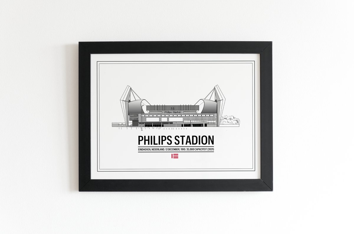 Philips Stadion poster | wanddecoratie PSV Eindhoven zwart wit poster ...