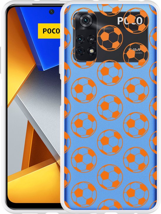 Xiaomi Poco M4 Pro Hoesje Orange Soccer Balls - Designed by Cazy | bol
