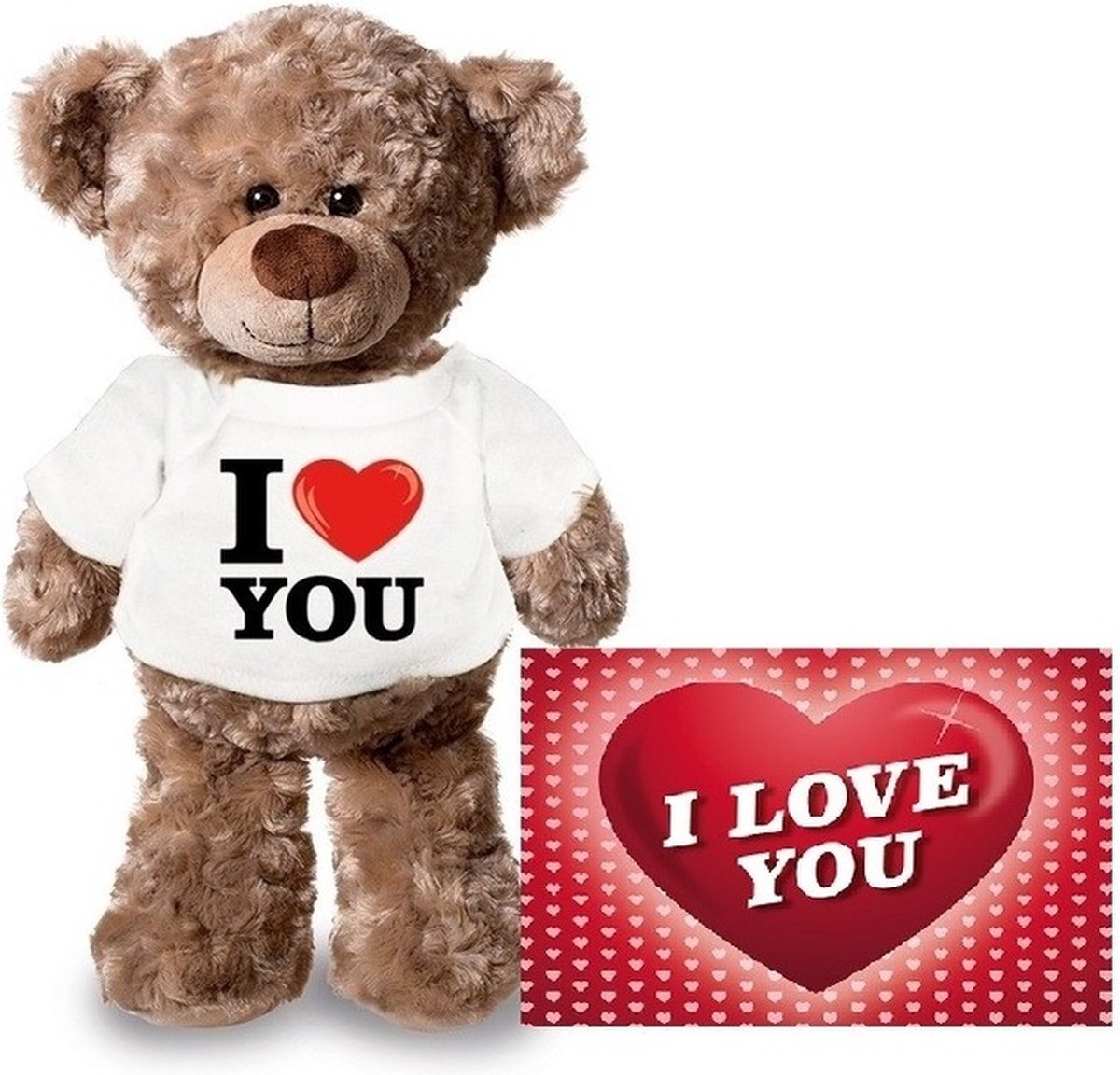 Knuffel teddybeer I love you 24 cm met Valentijnskaart A5 - Valentijn ...