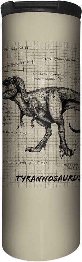 T-Rex Fact Sheet Beige Tumbler 500 ml | bol.com