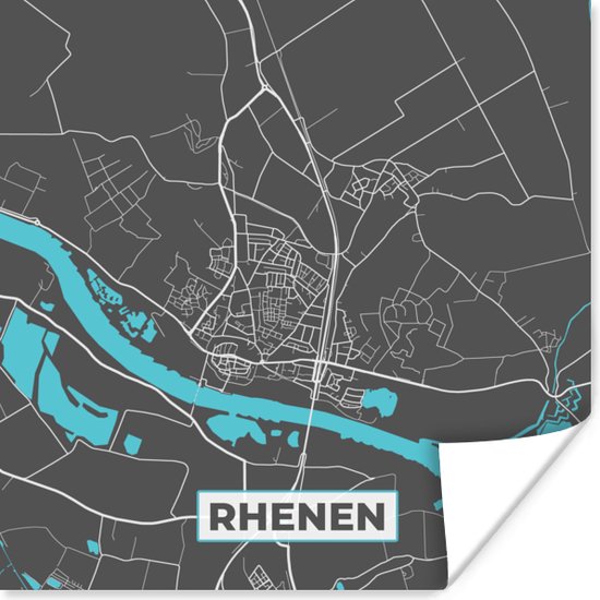 Poster Kaart - Rhenen - Plattegrond - Stadskaart - 30x30 cm | bol
