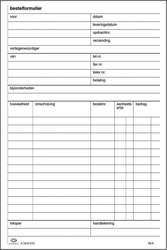 Atlanta by Jalema - Bestelformulier A5 50X2vel zelfkopierend | bol