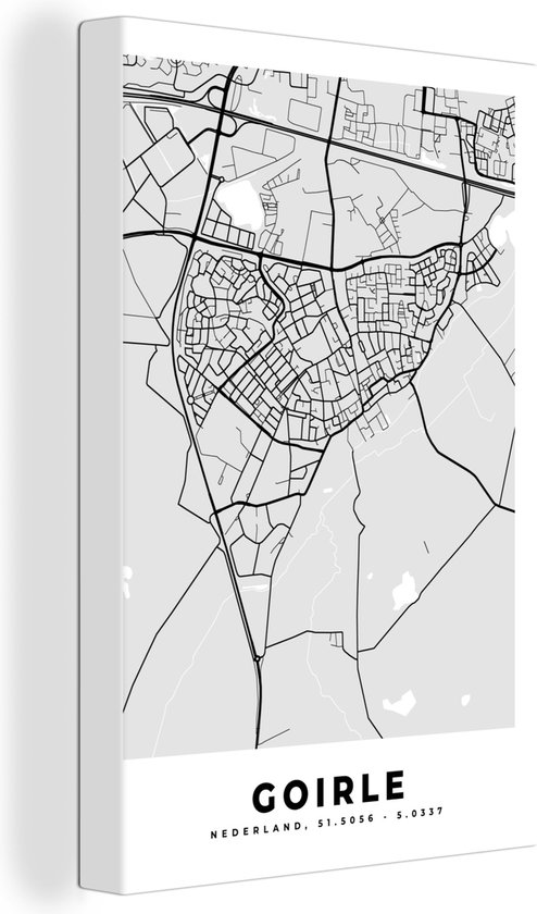 Canvas Schilderij Goirle - Plattegrond - Kaart - Stadskaart - 80x120 cm ...