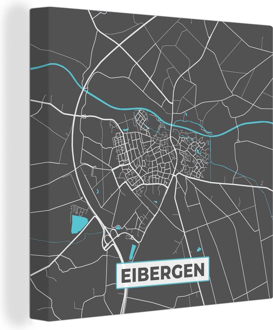 Canvas Schilderij Eibergen - Plattegrond - Kaart - Stadskaart - 50x50 ...
