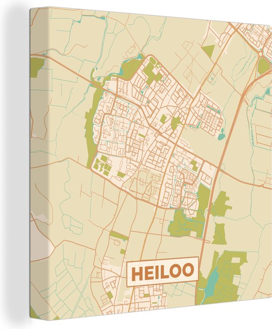 Canvas Schilderij Stadskaart - Kaart - Plattegrond - Heiloo - 90x90 cm ...