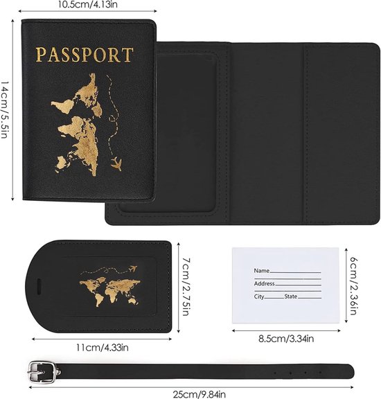 Paspoorthoes en Bagagelabel - Elegant Zwart Voor Reisdocumenten ...