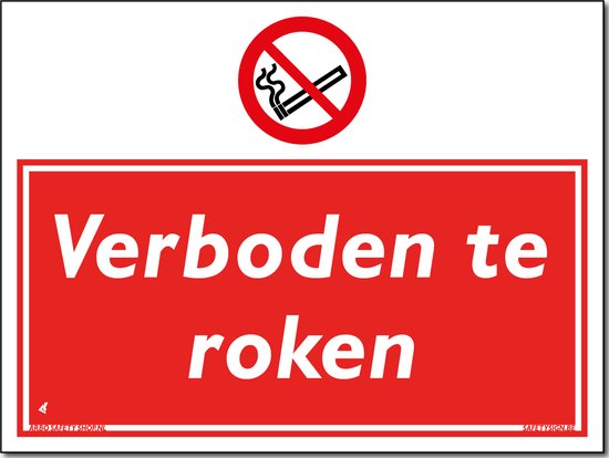 Verboden te roken bord - Bord 400 x 300 mm – (Forex) | bol