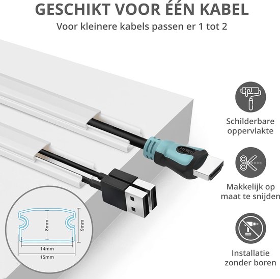 Kabelgoot Set voor Muurmontage - Verfbare Kabel Hoezen voor ...