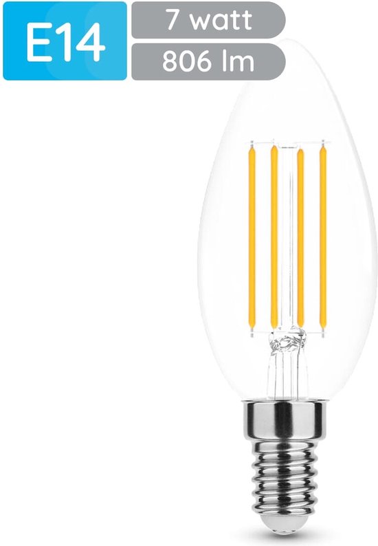 Modee E14 LED Lamp Dimbaar 7W - 806lm - 2700K - Warm Wit - LED Filament Kaarslamp B35... | bol