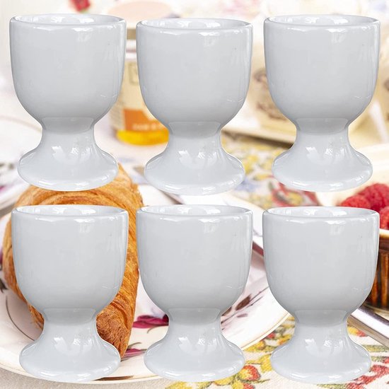Set van 3 porseleinen eierdopjes - ca. 65 x 55 cm - wit | bol