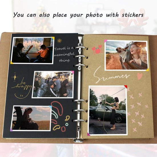 Scrapbook album - PU-leer, zelfklevend, 8 zwarte en 8 bruine pagina's | bol