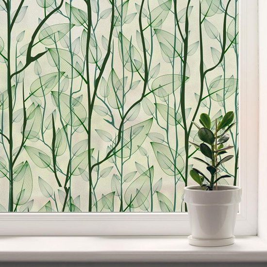 Window Film Static Adhesive Frosted Window Film - Plants Window ...