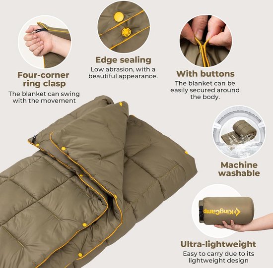 Multifunctionele Ultralight Camping Deken met Snap Button voor noodslaapzak - Geschikt... | bol
