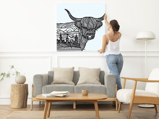 Line art schotse hooglander schilderij | Graceful Delineation: Majestic ...