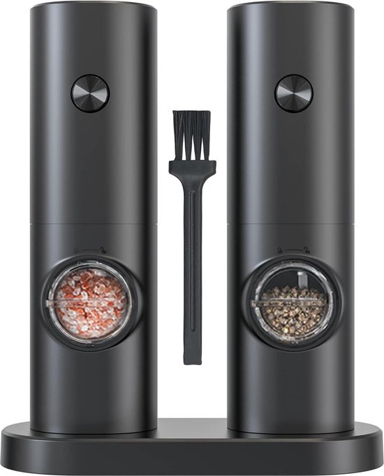 Zout- en pepermolen set - elektrisch met LED-licht - keramisch maalwerk ...