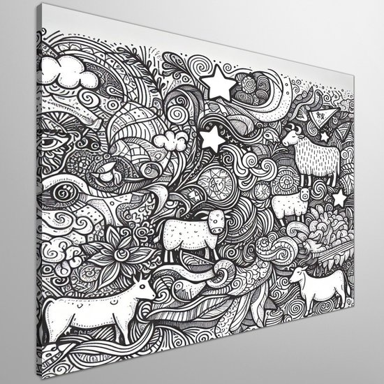 Doodle vee schilderij | Krabbels van de boerderij: een levendige ...