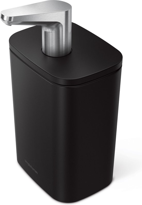 Simplehuman - Zeepdispenser 473 ml - Zwart - Roestvast Staal | bol