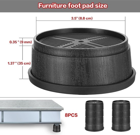 Verstelbare meubelverhogers - 8 stuks - zware bedverhogers - rubberen pads - 15 inch -... | bol