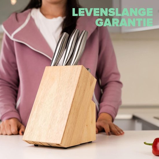 Houten Messenblok RAF Rubberhout - Messenblok Zonder Messenhouder van ...