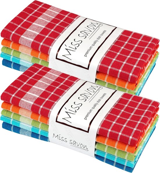 Keukendoeken - Set van 10 theedoeken, katoen, premium keukenhanddoeken ...