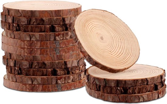 Houten schijven 10-12 cm - 15 stuks houten logschijven - natuurlijk ...