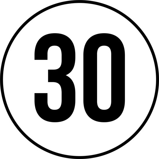 3 stickers van 30 cm | Tempo 30 KM Sticker | Weersbestendig | Vinyl | bol