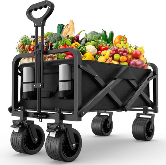 Goodivery ® Opvouwbare Handkar met Remmen en Verstelbare Handgreep voor ...