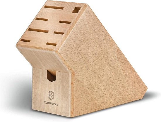 Elegant messenblok voor 9 messen - beukenhouten messenopberger met chic ...