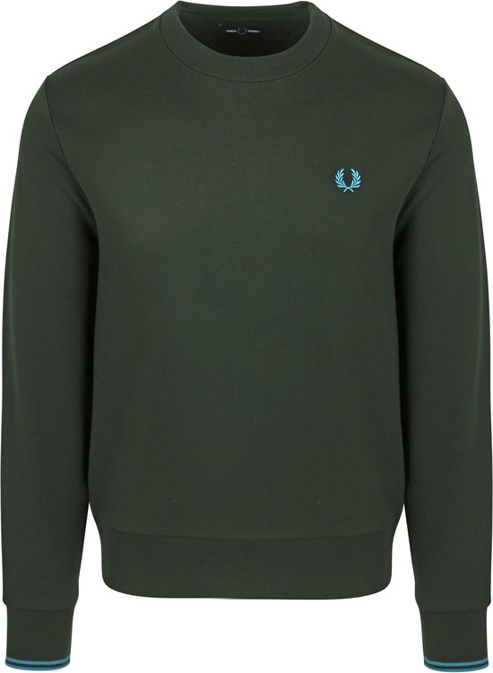 Fred Perry Sweater Logo Night Green - Maat XXL - Heren - Sweaters | bol