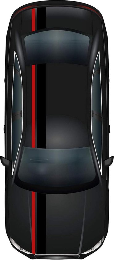 Rallystrepen viper-strepen 5m x 15 cm-10 m x 5 cm zwart glans-rood auto ...