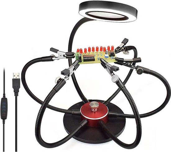 360 ° roterende helpende handen soldeer derde handen met vergrootglas ...