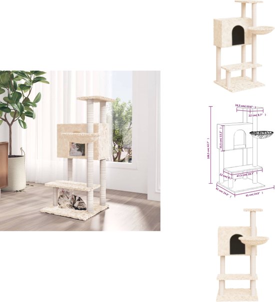 vidaXL Krabpaal - Krabpalen - Kattenpaal - - Kattenmeubel met sisal ...