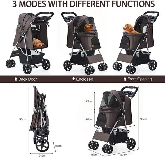 Lexium Inklapbare Hondenbuggy - Huisdieren wandelwagen - Hondenwagen | bol