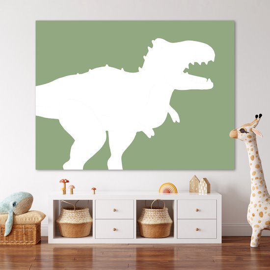 Poster 160x120 cm - Dino - T-rex - Dinosaurus - Groen - Tyrannosaurus ...