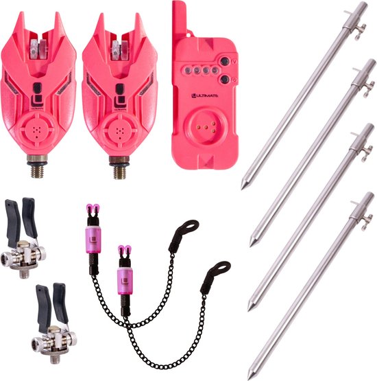 Ultimate E-Tension Pink Bite Alarm/Bankstick Set | Karper set | bol