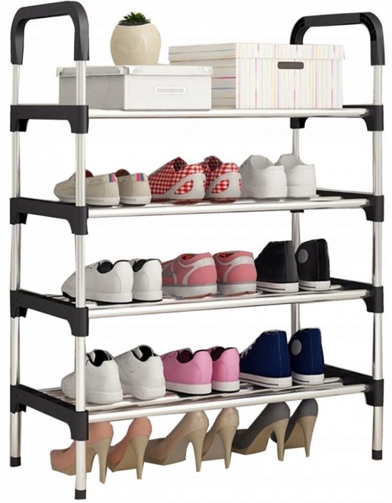 Schoenenrek - Praktische Schoenenkast - XXL - Zwart Metaal - Schoenen ...