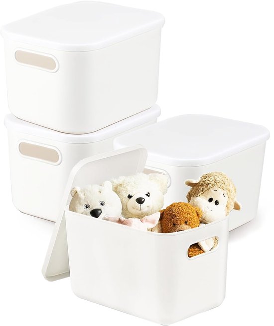 Kunststof opbergdozen - multifunctioneel - set van 4 - wit - PP ...