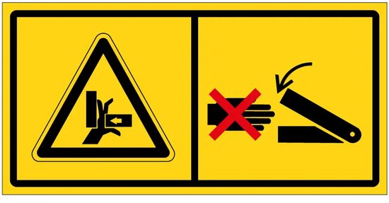 Klemgevaar hand niet in machine steken machine sticker - 15 x 7,5 cm | bol