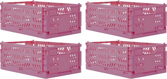 4-delige opvouwbare klapbox 35 x 23 x 14 cm - roze | bol